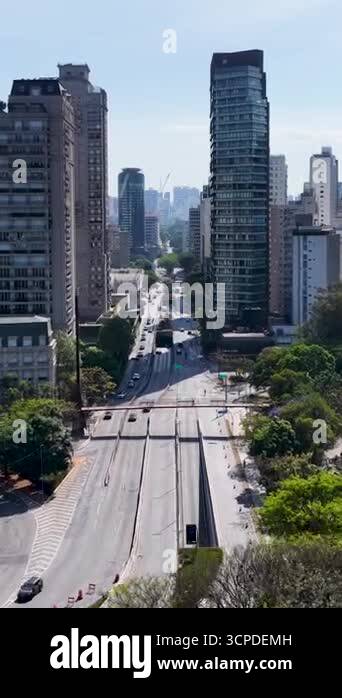 Sao Paulo Skyline At Sao Paulo In Brazil. Downtown Cityscape. Freeway Road Scenery. Urban ...