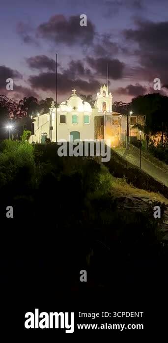 Illuminated Convent At Itanhaem In Sao Paulo Brazil. Religious Scene ...