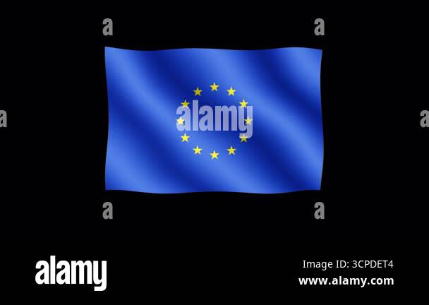 European Union - High quality animation of waving flag on transparent ...