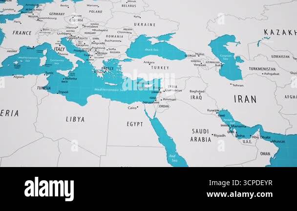 3D animated map of the Middle East with a smooth camera flyover Stock ...