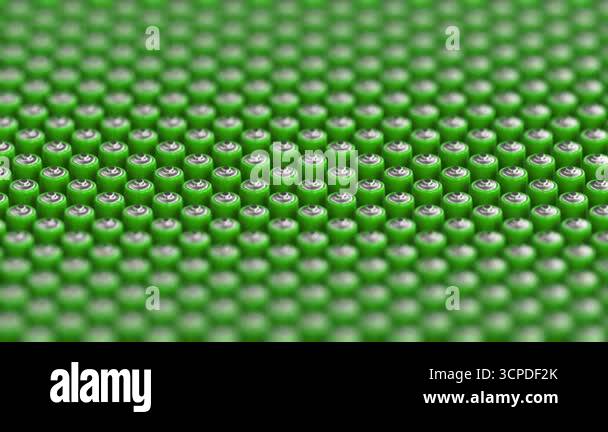 Many green lithium-ion batteries used in industrial battery packs for ...