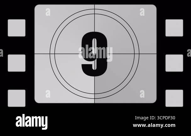 Film Countdown. Old film movie timer count in beige retro style, Retro ...