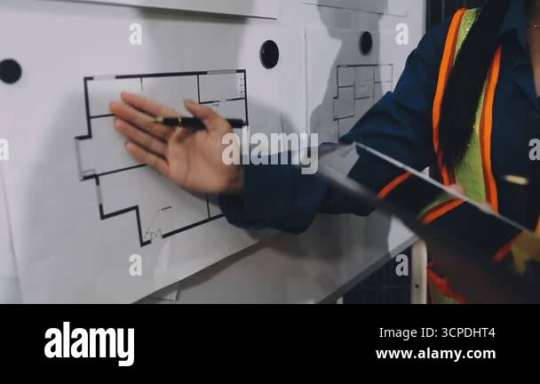 Engineer working in room blueprint Stock Videos & Footage - HD and 4K ...