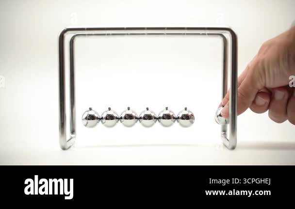 Newtons cradle close up of a metal clip Stock Video Footage - Alamy