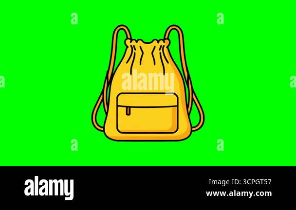 Cartoon style yellow drawstring backpack image for fitness accessories ...