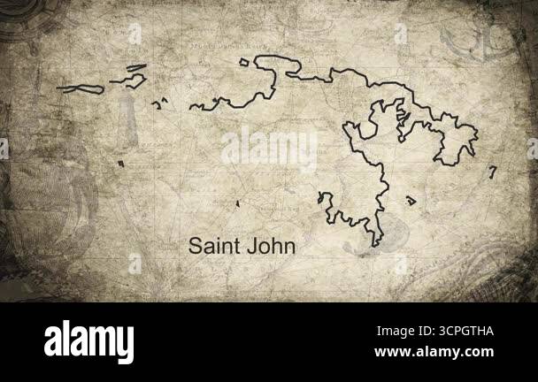 Saint John map drawn on a cartography background sheet of paper Stock ...