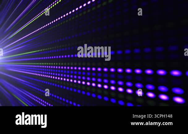 A vibrant animated LED panel where bright multi-colored stripes create ...