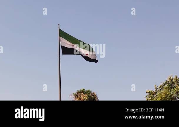 Powerful video shot of the new Syrian revolution flag waving proudly ...