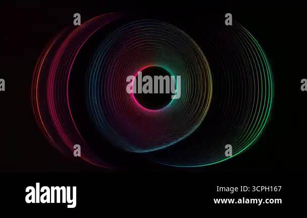 Colorful concentric circles forming glowing abstract pattern Stock Video Footage - Alamy