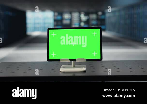 Isolated screen tablet used to do yearly checkup to prolong data center ...