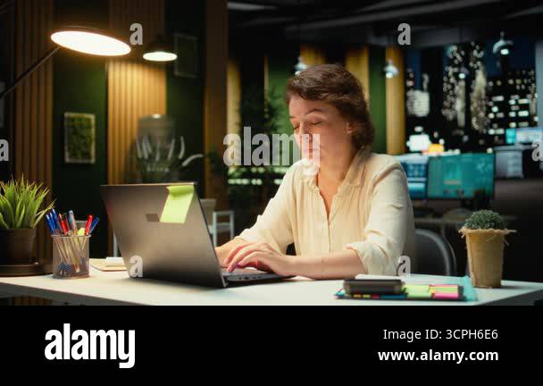 Drained restless woman going into mental haze with after hours tasks ...