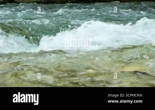 Fast River Flow in Slow Motion, Powerful Water Stream Stock Video ...