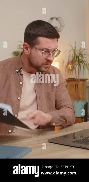 Upset businessman arguing on laptop call online, displaying report ...