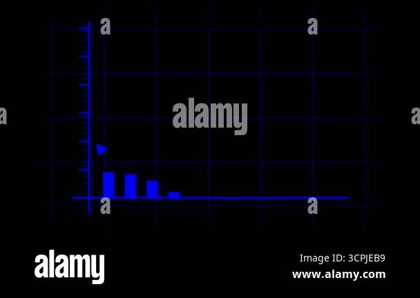 Blue bar graph animation. Upward movement data visualization with ...