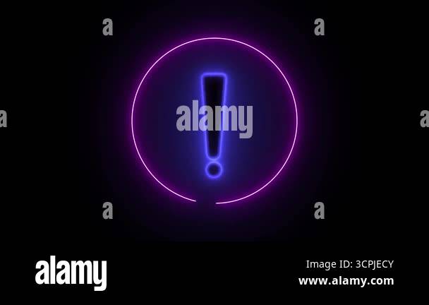 Futuristic digital interface motion. Purple and blue neon alert symbol ...