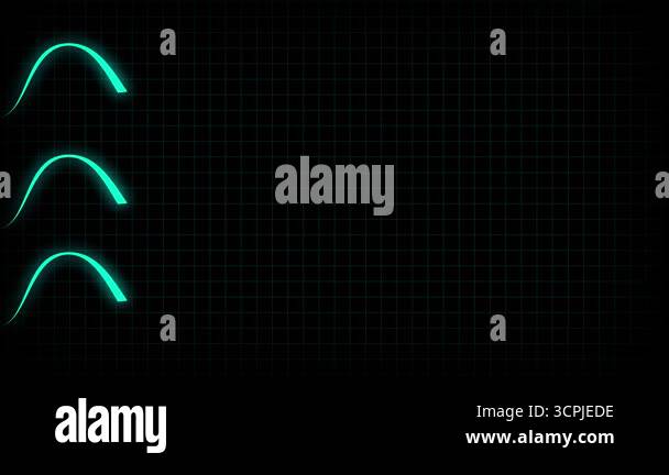 Animated pulse signal frequency waves. Abstract teal neon glowing ...