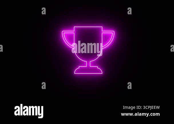 Animated trophy for leaderboard rank. Glowing neon award celebrating ...