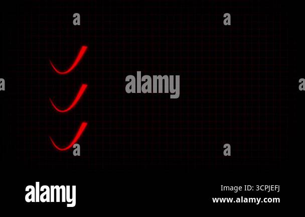 Animated red waveform pulse motion graphics. Dark red neon glowing ...