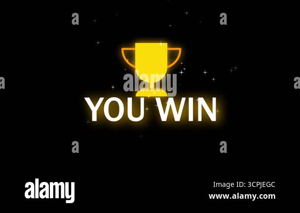 Award and success celebration. Animated trophy with winner announcement ...