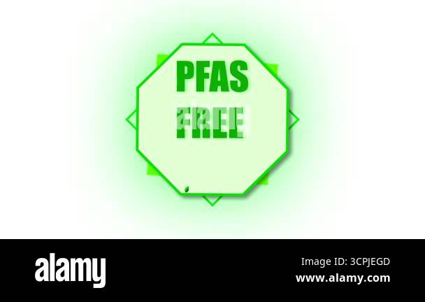 Green PFAS free emblem motion graphic. Eco friendly product label with ...