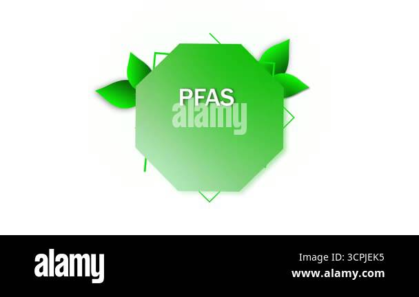 Green PFAS free product label motion graphic. Looping animation for eco ...