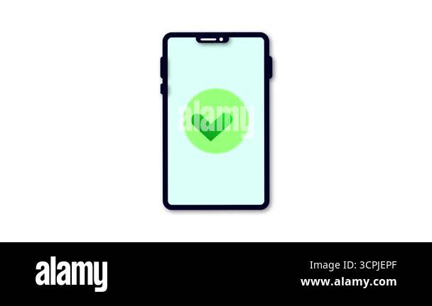 Success and achievement animation with green check mark on smartphone ...