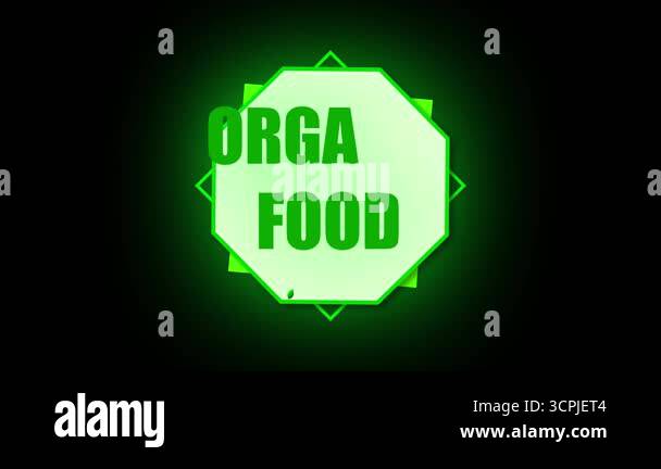 Natural product label animation with green leaves and healthy eating ...