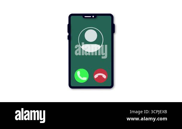 Digital network animation featuring smartphone incoming call and user ...