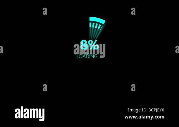 Futuristic loading indicator animation. Cyan blue progress bar seamless loop. Cyan blue digital ...