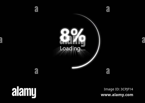 White circle loading screen animation. Percent progress UI UX loop ...
