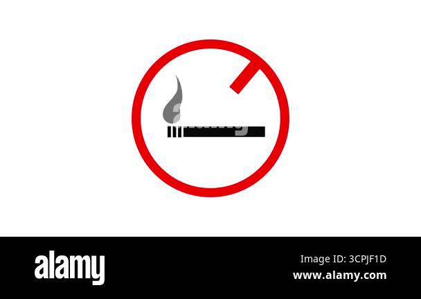No smoking prohibition sign animation featuring red circle and smoke ...
