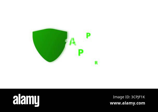 Checkmark approval animation. Green shield with digital asset and green ...