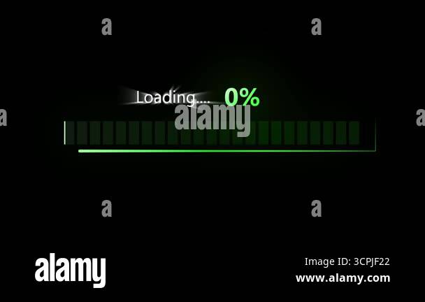 Digital progress bar graphic. Game loading screen animation. Green ...