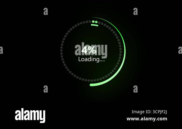 Loading circle animation neon green. Smooth digital progress indicator ...