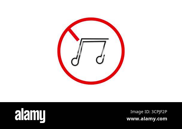 Red circle no music symbol animation. Perfect for broadcast media ...