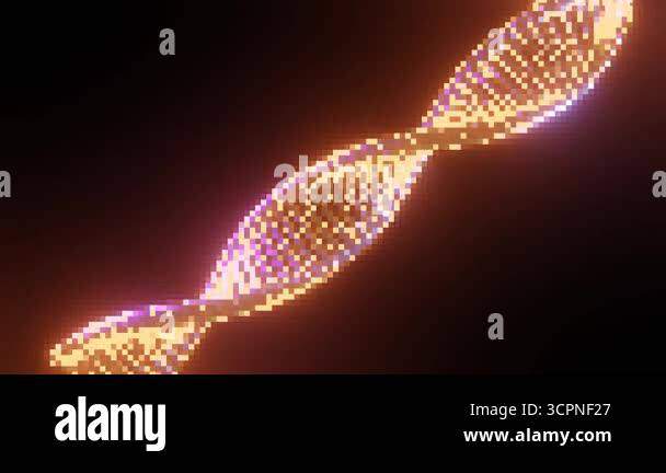 3D render. Pixel DNA science or medical animation background Stock ...