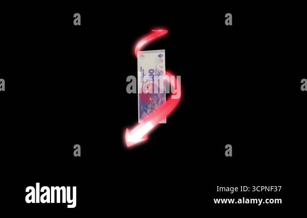 Argentina 100 Pesos Banknote with Red Downward Arrow Representing Loss ...