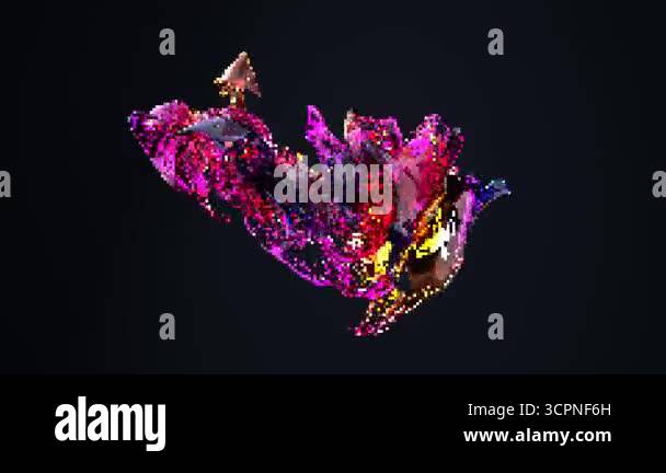 Pixel background. 3D Render abstract smooth shape holographic colors on ...