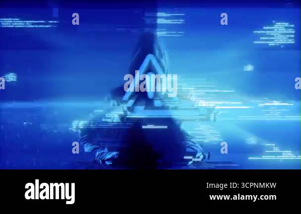 Warning Logo on Hacking digital screen message on computer screens ...