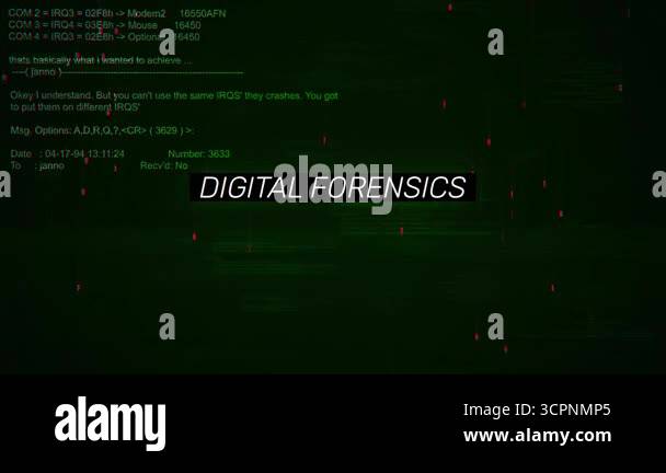 Digital Forensics Text on hacking background screen Stock Video Footage ...