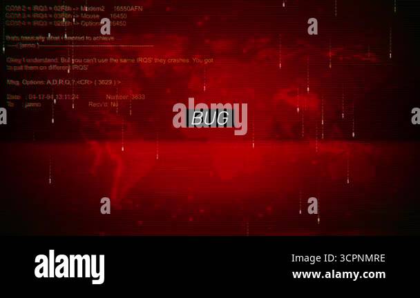 Bug Text on hacking background screen Stock Video Footage - Alamy