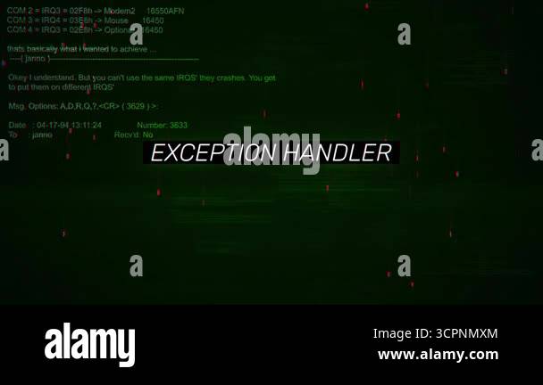 Exception Handler Text on hacking background screen Stock Video Footage ...