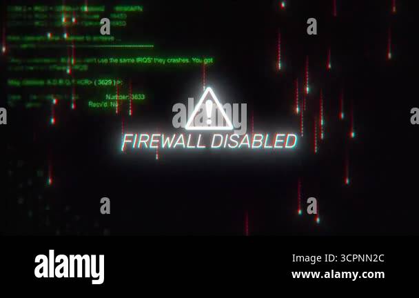 Firewall Disabled hacking background screen Stock Video Footage - Alamy