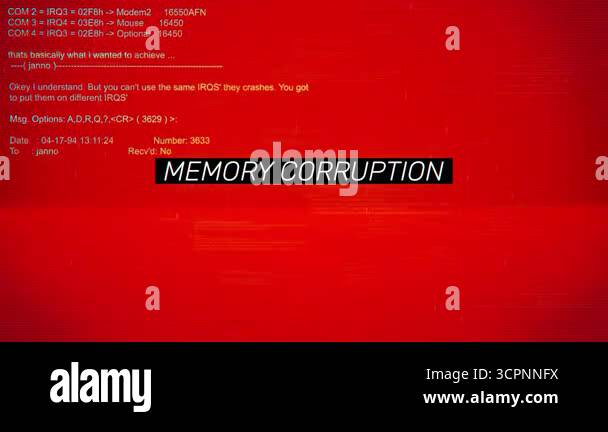 Memory Corruption Text on hacking background screen Stock Video Footage - Alamy