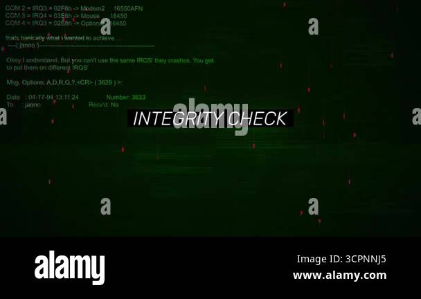 Integrity Check Text on hacking background screen Stock Video Footage - Alamy