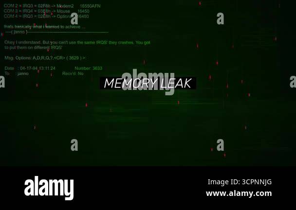 Memory Leak Text on hacking background screen Stock Video Footage - Alamy