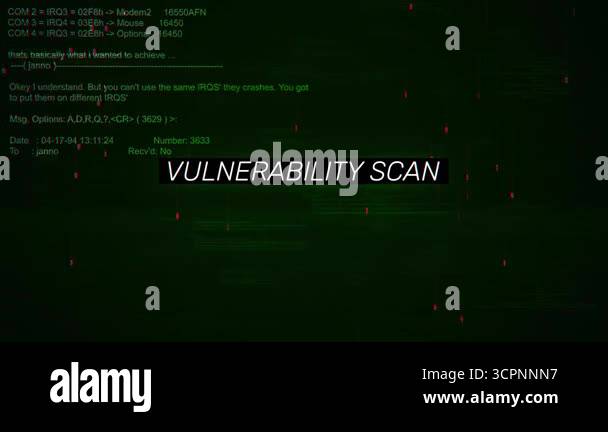 Vulnerability Scan Text on hacking background screen Stock Video ...