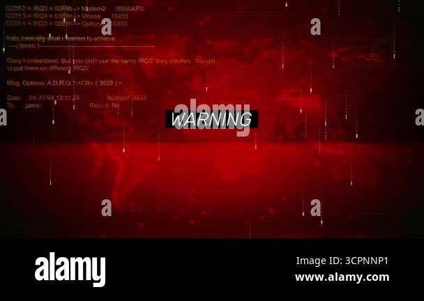 Warning Text on hacking background screen Stock Video Footage - Alamy