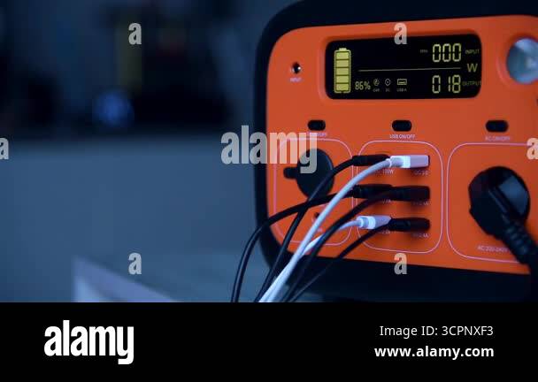 Portable power station with digital display and charging ports for ...