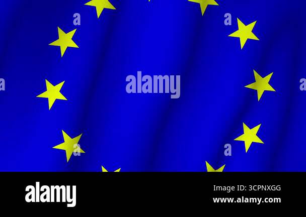 European Union flag waving in the wind, symbolizing unity, Europe ...